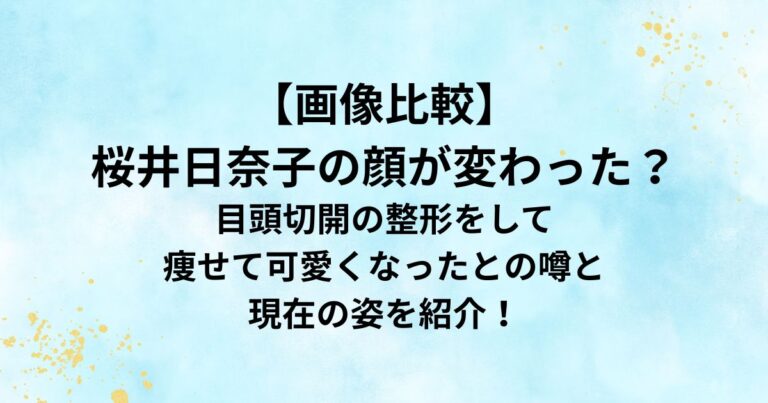 【画像比較】桜井日奈子の顔が変わった？目頭切開の整形をして痩せて可愛くなったとの噂と現在の姿を紹介！ | お顔の研究所